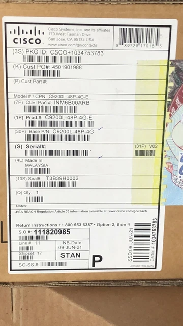 NEW SEALED CISCO C9200L-48P-4G-E Layer 3 Switch STACK-KIT PWR-C5-1KWAC ...