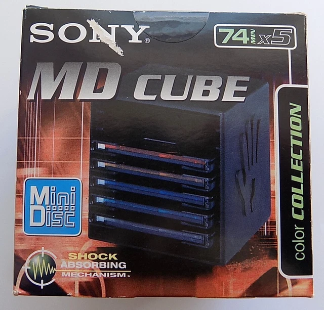 SONY MINI DISC Cube With 5 X 74 Color Collection Discs - Brand New ...