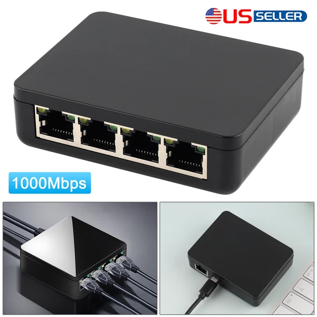 4 PORT GIGABIT Ethernet Network Switch Hub RJ45 LAN Network Internet ...