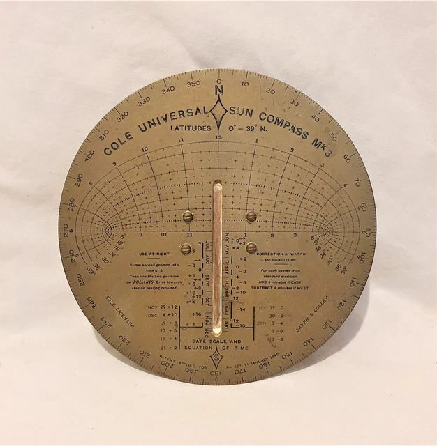 WW2 BRITISH ARMY Coles Universal Sun Compass North Africa SAS LRDG ...