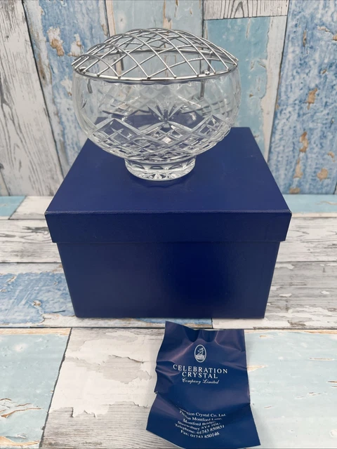 CRYSTAL CUT GLASS Rose Bowl-New With Damaged Box-12 cm X 8.5cm-FREE UK ...