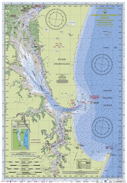 BOATING, FISHING, QLD Marine Safety Chart - GREAT SANDY STRAIT, SOUTH ...