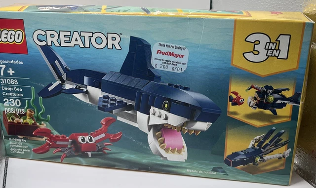 LEGO CREATOR 3IN1 Deep Sea Creatures Shark Toy Building Kit 31088 (230 ...