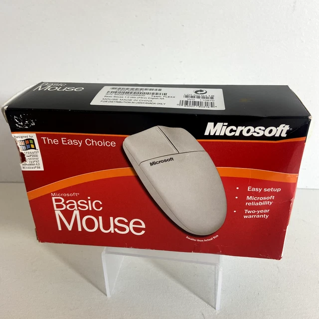 VINTAGE MICROSOFT BASIC Mouse 1.0 PS/2 Windows 98 2000 Computer Wired ...