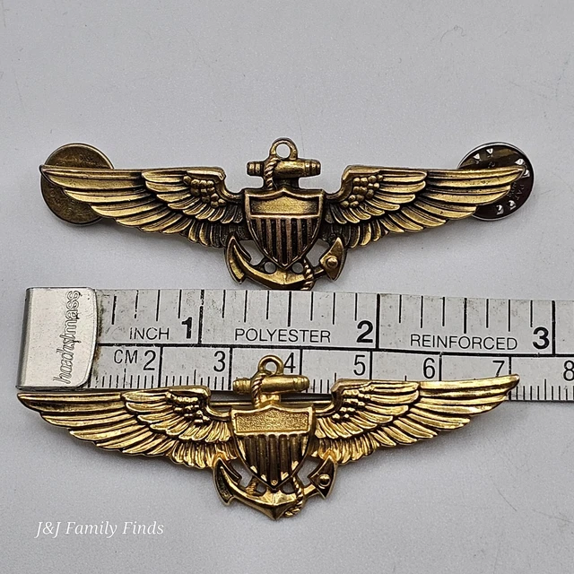 ORIGINAL WWII US Navy Naval Aviator Pilot Wings 10k GF Sterling AMICO ...