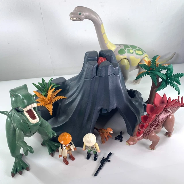 PLAYMOBIL DINOSAUR BUNDLE Exploding Volcano Stegosaurus T-Rex ...