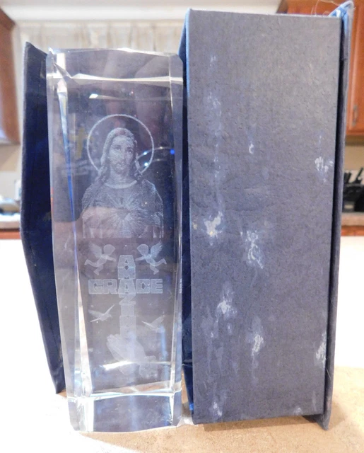 LASER ETCHED 3D Jesus Angels Cross Doves Praying Hands Clear cube ...