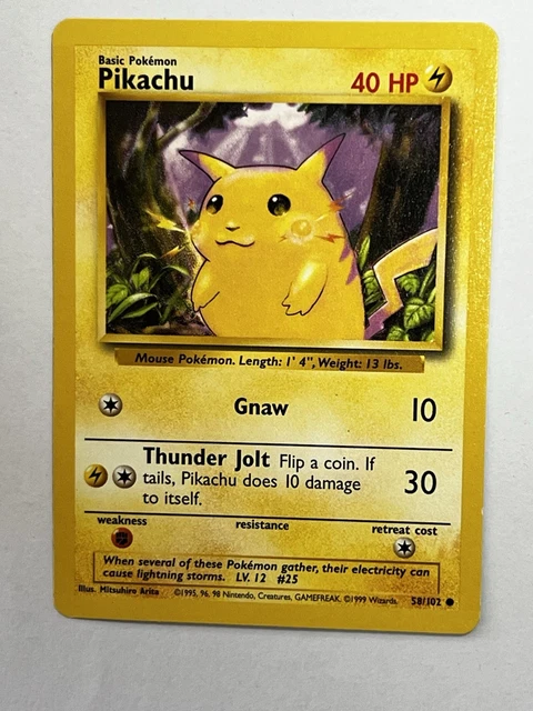 PIKACHU POKEMON CARD 58/102 40 HP Original 1995 £42.32 - PicClick UK