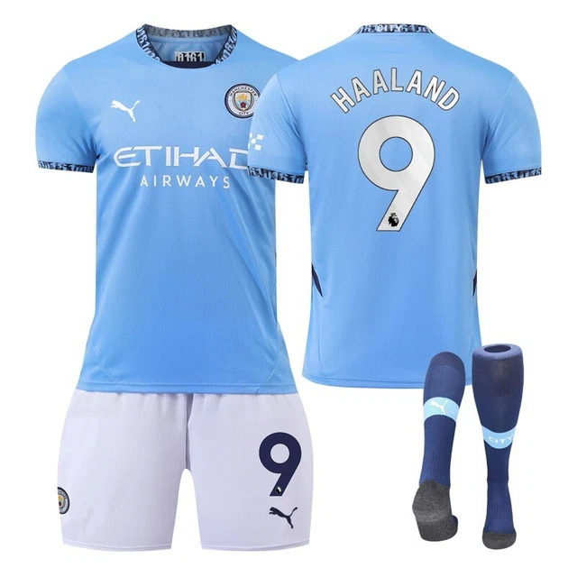 MANCHESTER CITY KIDS Home Football Kit Haaland 9 Shirt & Shorts 5 ...