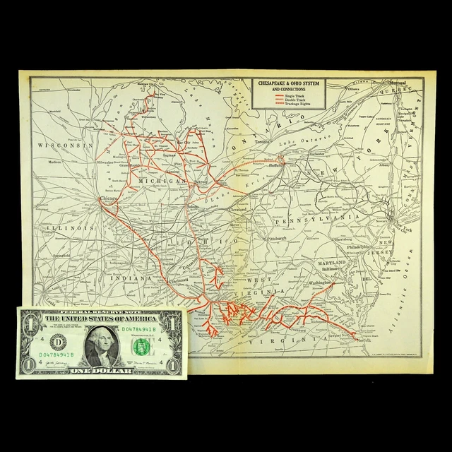 VINTAGE CHESAPEAKE AND OHIO Railway Map C&O Railroad System Original ...