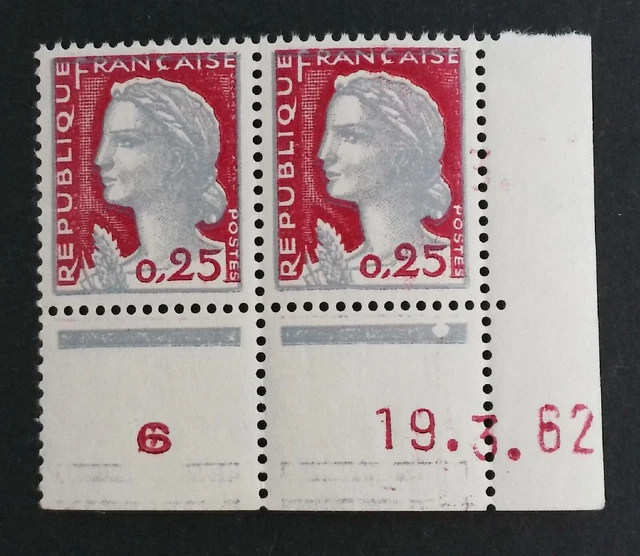 FRANCE DECARIS TIMBRE Bande Paire Date N° 1263 Neuf ** Mnh D7A2 EUR 2 ...