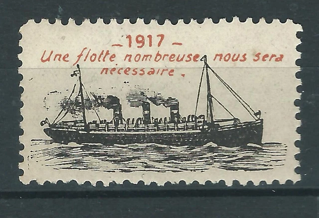 VIGNETTE PATRIOTIQUE DELANDRE France poster stamp "Marine" WWI WW1 1914 ...