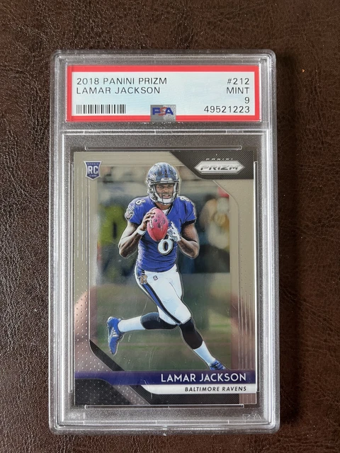 LAMAR JACKSON RAVENS 2x MVP 2018 Panini Prizam #212 Rookie Card PSA 9 ...