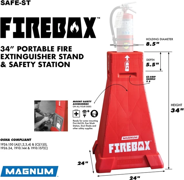 MAGNUM FIREBOX, PORTABLE Fire Extinguisher Stand, OSHA Compliant, Red ...