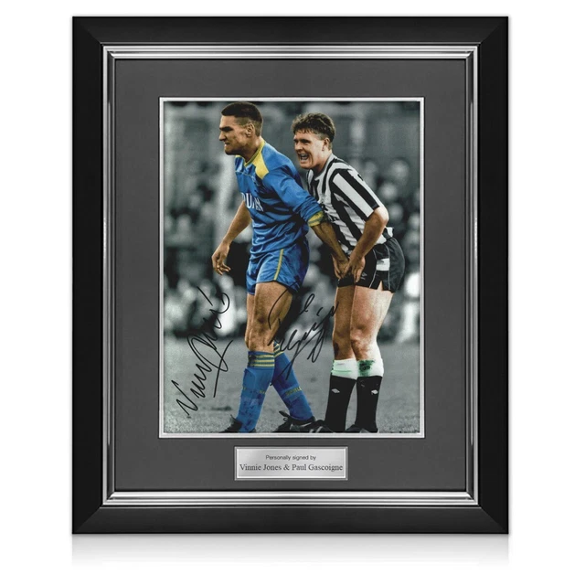 PAUL GASCOIGNE AND Vinnie Jones Signed Photo. Deluxe Framed £179.99 ...