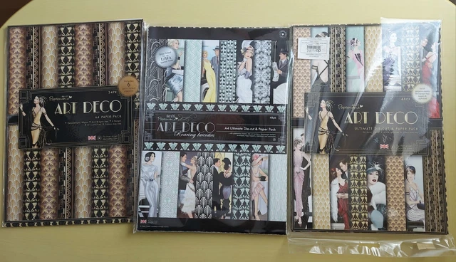 PAPERMANIA ART DECO A4 Ultimate Die-cut & Paper Packs x 3 That's 120 ...