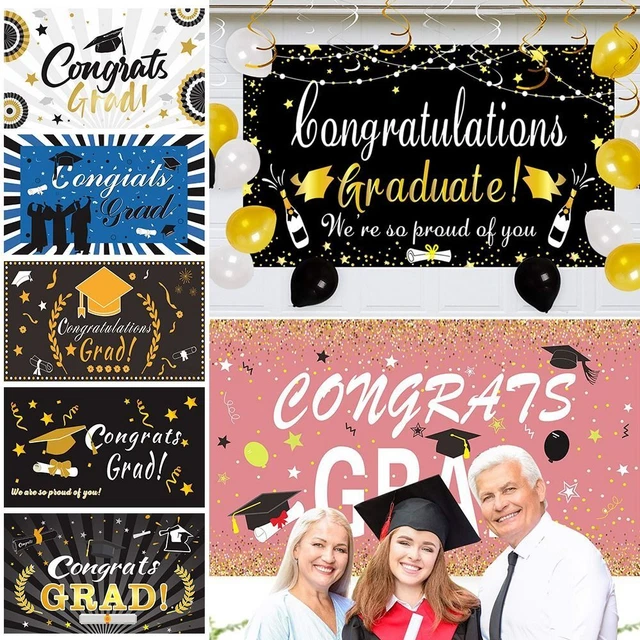 DECORATION GRADUATION BACKGROUND Fabric Graduation Season Banner Party ...