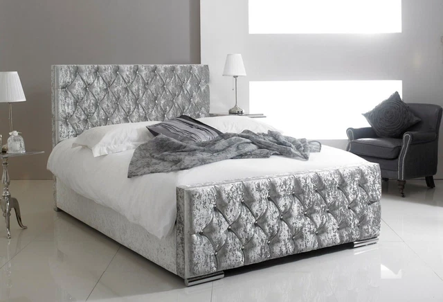 FLORIDA DIAMOND CRUSHED Velvet Bed Frame £144.41 - PicClick UK
