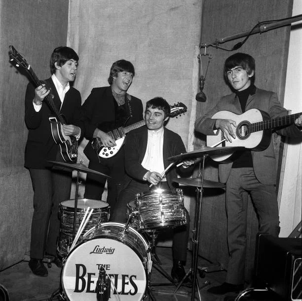 1964 BRITISH POP group The Beatles are prior to a tour of Denmark- Old ...