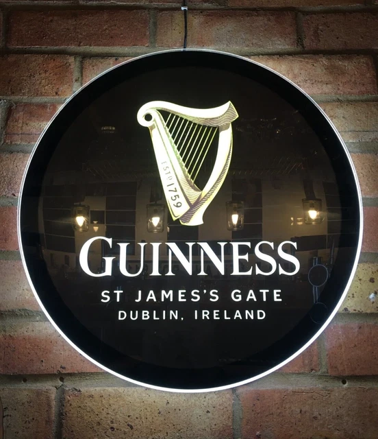 NEW GUINNESS DRAUGHT Illuminated sign. Circular sign 46cm in ...