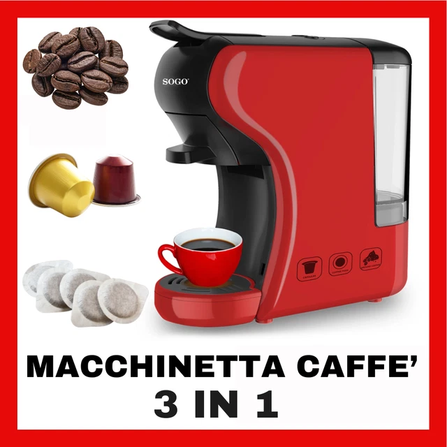 MACCHINETTA MACCHINA DA caffe cialde capsule macinato espresso 3 IN 1 ...