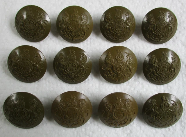 12X BRITISH ARMY:&GENERAL SERVICE BUTTONS" (25mm, WW2 Bakelite War ...