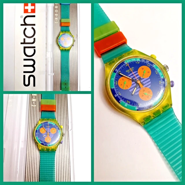 SWATCH CHRONO NEO Wave SCJ100 1991 Vintage Orologio da polso Anni 90 ...