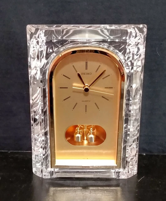 VINTAGE EMPLOYEE CONOCO Lead Crystal Seiko Japan Quartz Mantel Clock ...