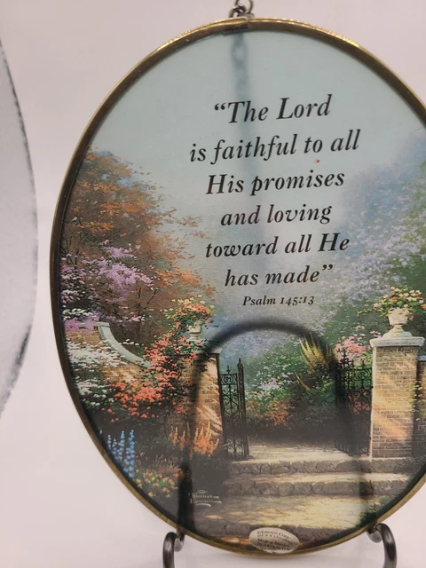 STAINED GLASS PSALM 145:13. Thomas Kinkade Victorian Garden. Brass ...