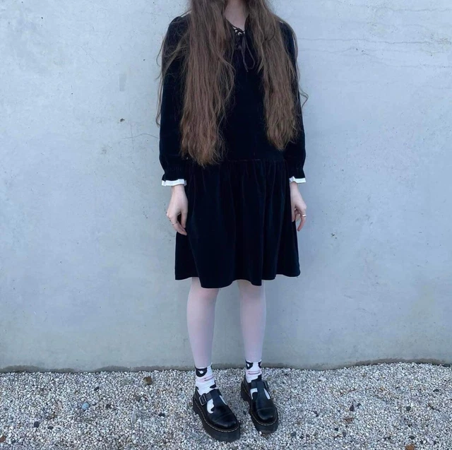 VINTAGE 1970S BELINDA Bate’s Goth Emo Wednesday Addams Style Dress Emo ...