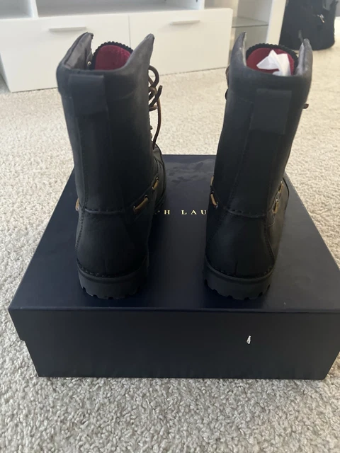POLO RALPH LAUREN Whitsand Black Men's Duck Boots Genuine Leather Size ...