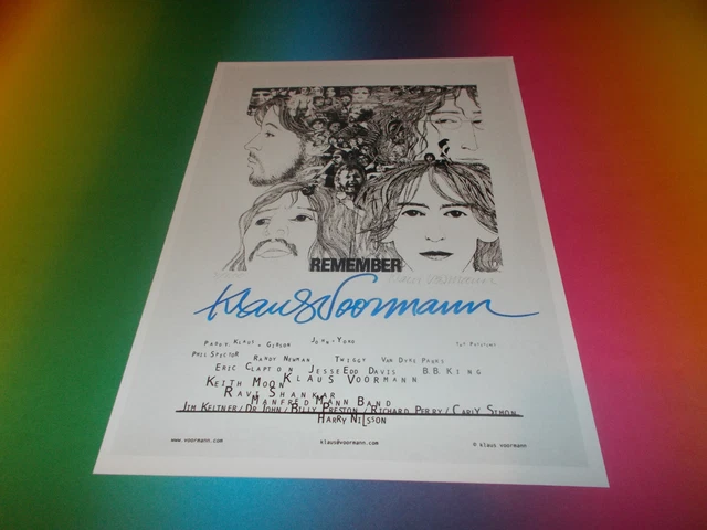 KLAUS VOORMANN THE Beatles signed signiert autograph Autogramm auf ...