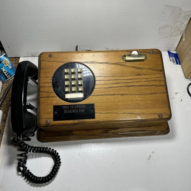 VINTAGE WOOD CONSOLE Push Button desk Phone clipboard Notepad £63.02 ...
