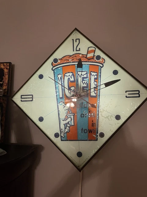 VINTAGE ICEE BEAR Pam Clock Lights Up And Works. Look At Photos For ...