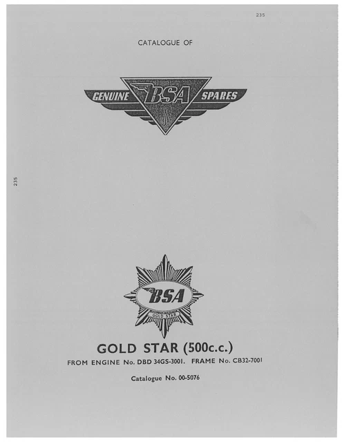 Bsa Gold Star Engine Numbers FOR SALE! - PicClick