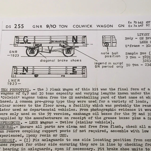 D&S DS255 4MM GNR LNER 9/10 Ton Colwick Wagon (1) - Unstarted Complete ...