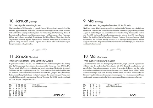MIT DEUTSCHER GESCHICHTE durch das Jahr 2026. Der Abreißkalender mit ...