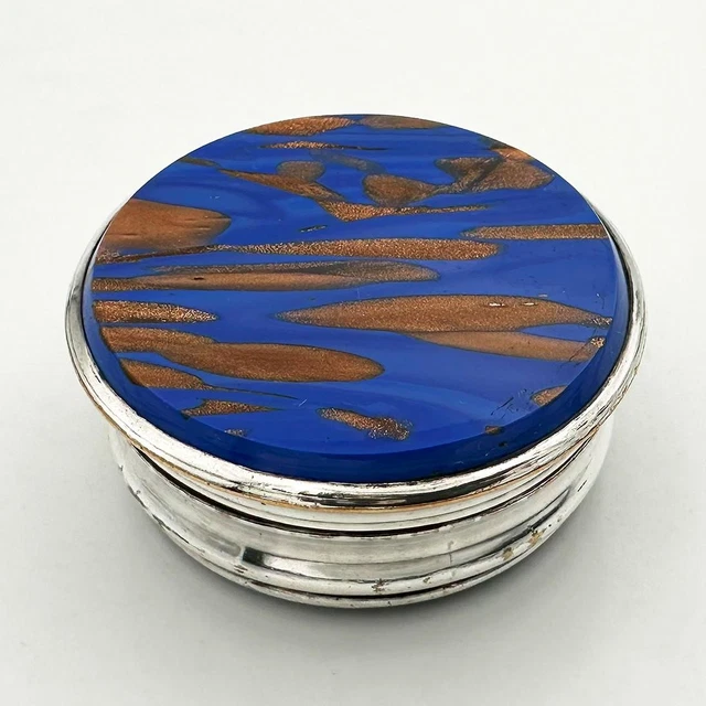 GEORGIAN SNUFF BOX OLD SHEFFIELD PLATE AVENTURINE GLASS c1760 £325.00 ...