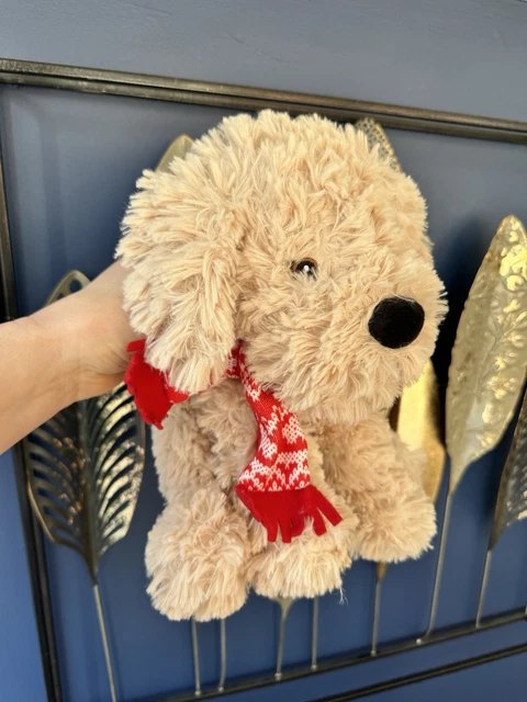 TESCO CURTIS THE CAVAPOO Beige Puppy Dog Red White Scarf Soft Plush Toy ...