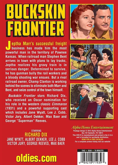 BUCKSKIN FRONTIER (DVD) Max Baer Victor Jory Albert Dekker George ...
