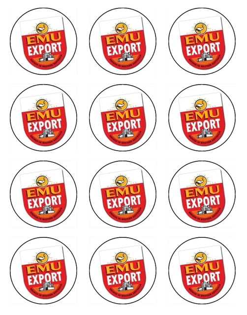 EMU EXPORT BEER Cupcake Toppers Edible Icing Image Cake Decorations 12 ...