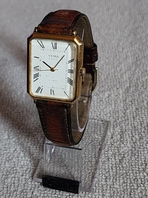 VINTAGE YEMA PARIS Ladies Gold Plated Tank Watch Good Working Condition ...