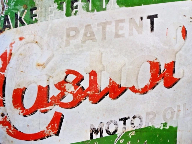 VINTAGE WAKEFIELD CASTROL Motor Oil Porcelain Enamel Sign 30x20" Garage ...