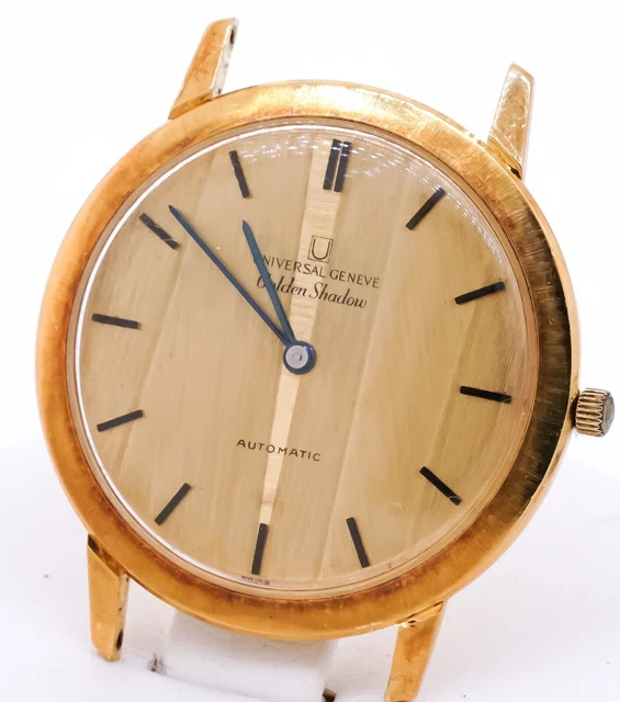 UNIVERSAL GENEVE GOLDEN Shadow 18k Gold Automatic 35mm Case Mens Dinner ...