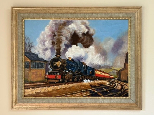 FRAMED STEAM TRAIN Locomotive oil painting 50cm x 40cm £4.99 - PicClick UK