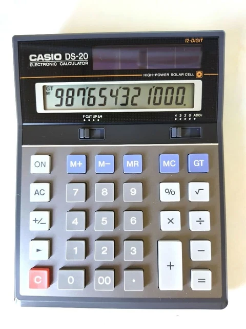 CASIO DS-20 VINTAGE 12 Digit Solar Calculator Retro Unused Model $275. ...