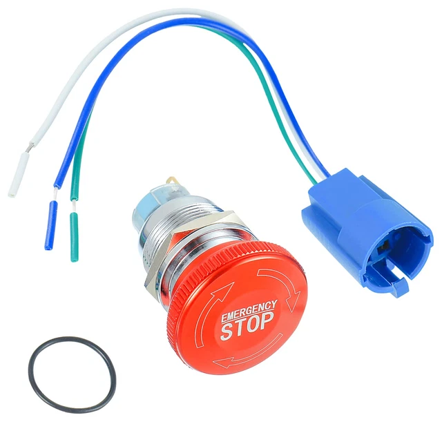 EMERGENCY STOP BUTTON Switch 22Mm Mounting Hole with Connection Plug 12 ...