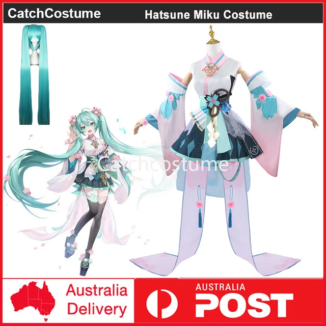 VOCALOID HATSUNE ONMYOJI Miku Cosplay Costume Full Set Dress Wig Party ...