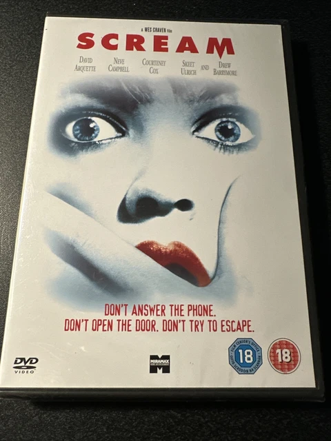 SCREAM (DVD, 1997) David Arquette, Neve Campbell, Courtney Cox, Drew ...