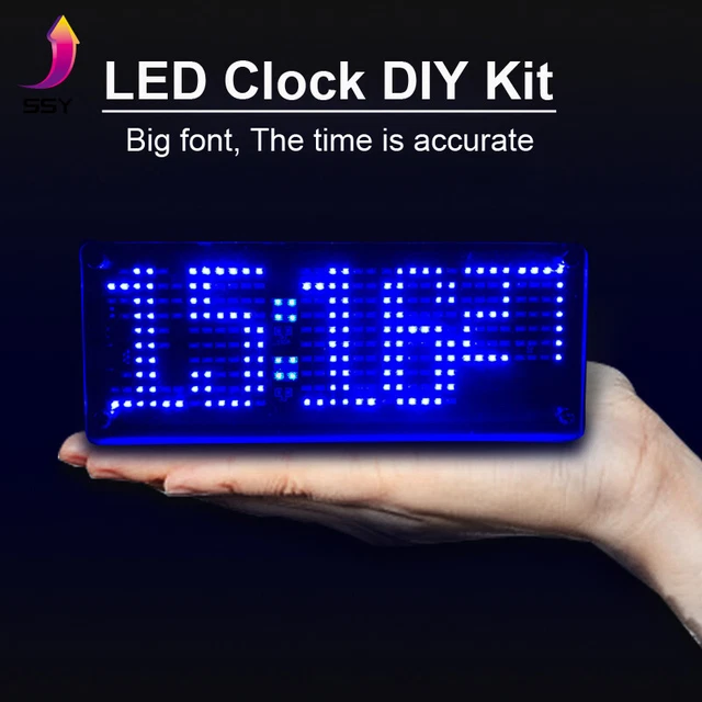 LED DIGITAL ELECTRONIC Clock DIY Kit Time Display Blue Green Light ...
